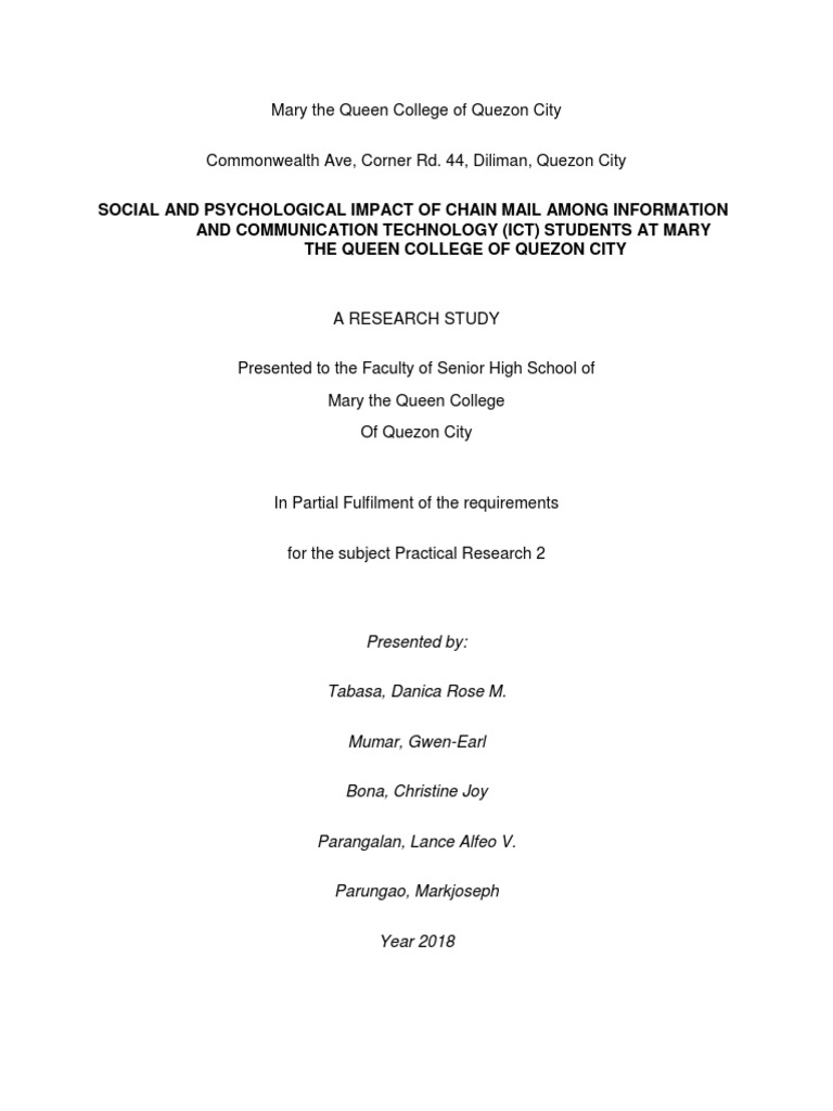 Practical Reasearch Final | PDF | Survey Methodology | Questionnaire