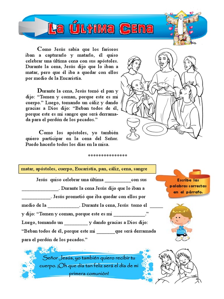 Fichas sobre la Última Cena y Semana Santa | PDF | eucaristía | La ...
