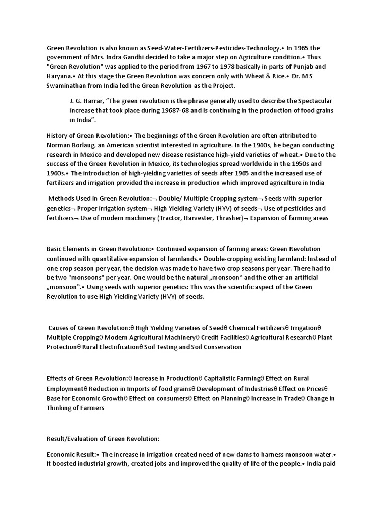 Green Revolution in India | PDF | Green Revolution | Agriculture