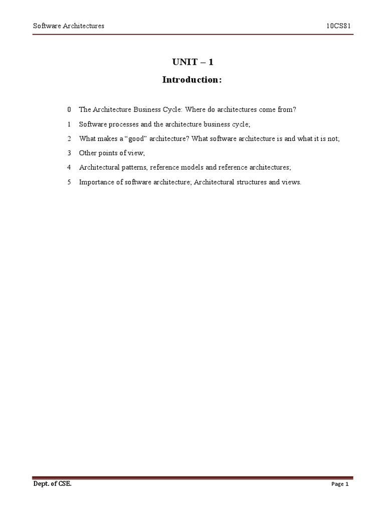Cse Viii Software Architectures 10is81 Notes1 Pdf Software Architecture Object Oriented