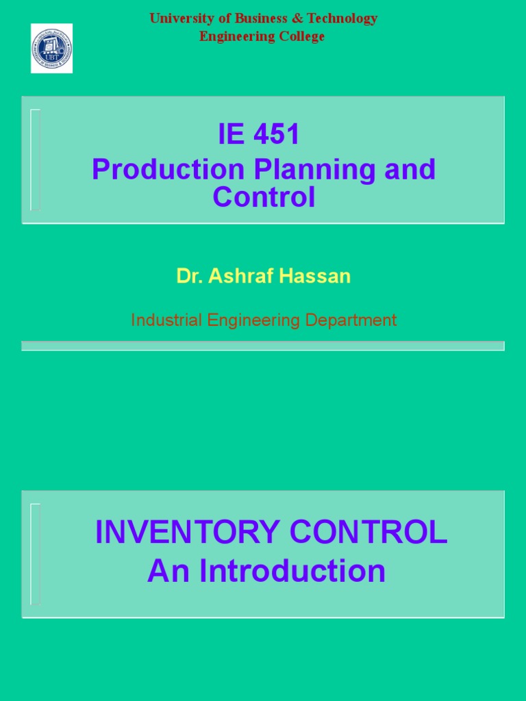 Lecture 8 Inventory Control Models I | PDF | Inventory | Percentage