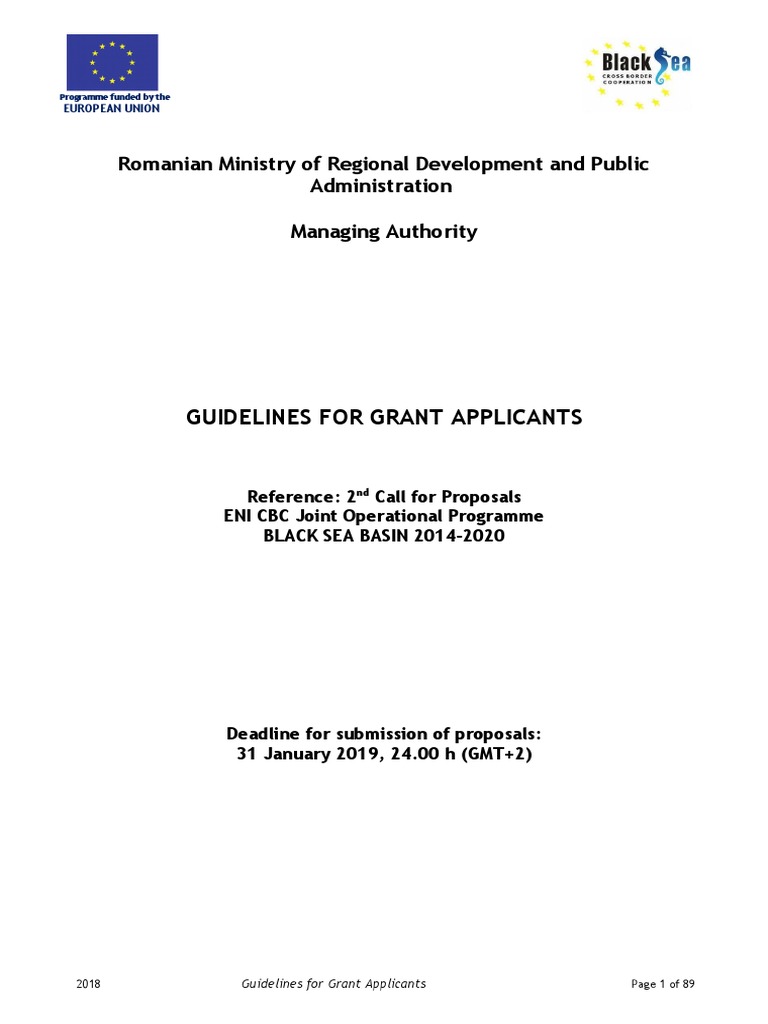 Guidelines For Grant Applicants: Romanian Ministry of Regional Development and Public ...