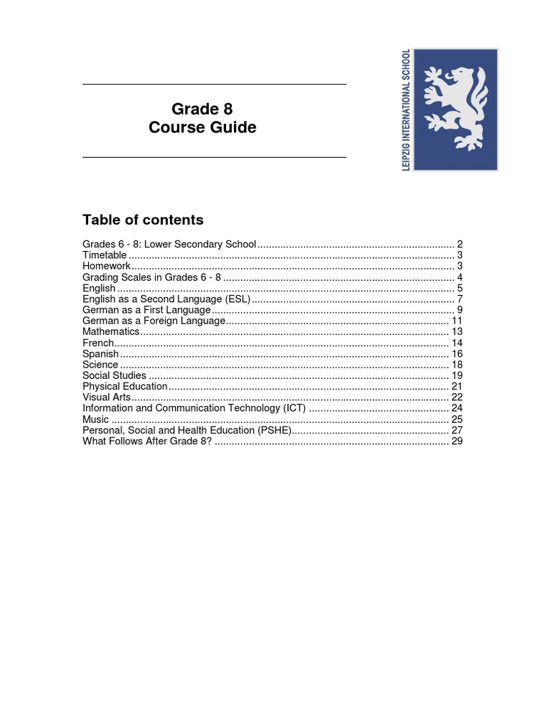 Grade 8 Course Guide | Download Free PDF | Curriculum | Teachers