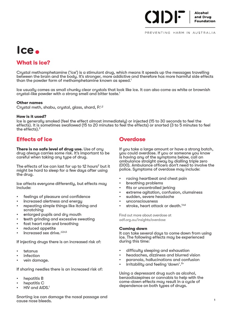 Ice Fact Sheet FINAL | PDF | Methamphetamine | Drug Withdrawal