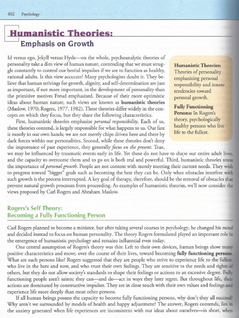 4 - Humanistic theory.pdf | Humanistic Psychology | Self Actualization ...
