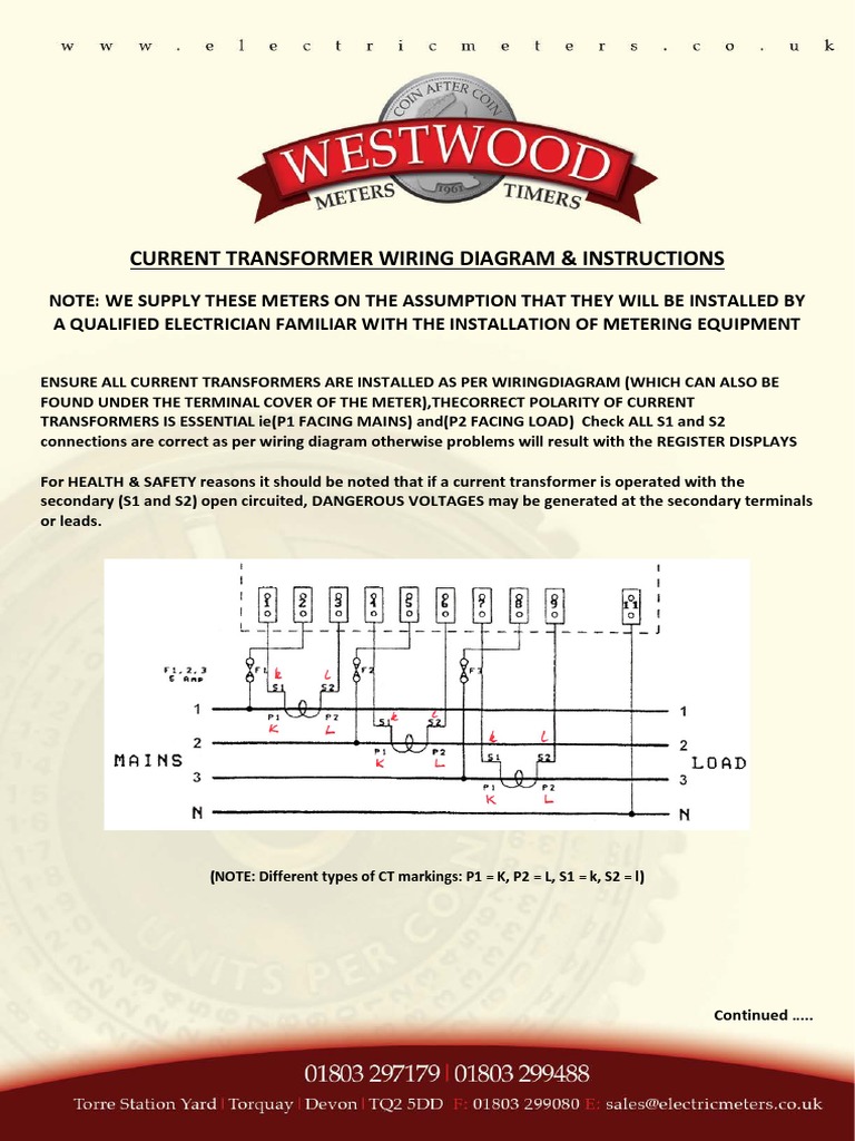 Current Transformer Wiring Diagram & Instructions | PDF | Power ...