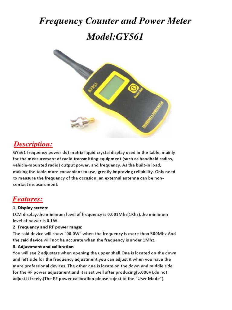 40 Frequency - Power Meter Gooit Gy561 PDF | PDF | Radio | Calibration