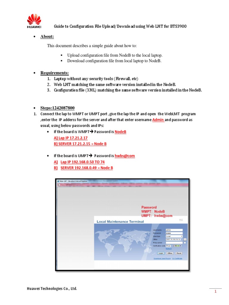 Guide To Configuration File Upload & Download Using Web LMT For BTS3900 ...