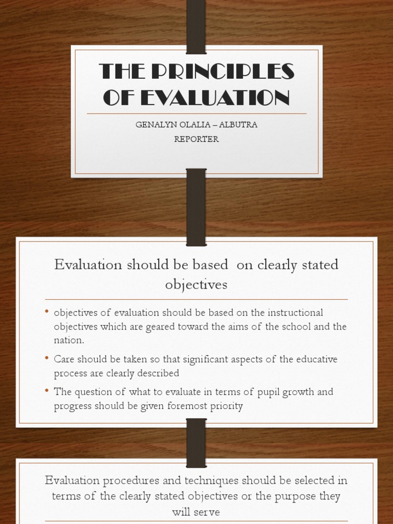 The Principles of Evaluation | PDF | Evaluation | Teachers