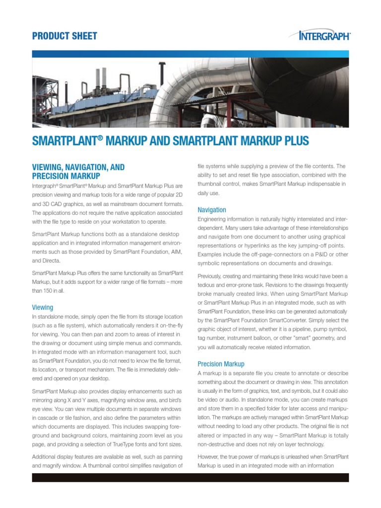 Smartplant Markup and Smartplant Markup Plus: Product Sheet | PDF ...