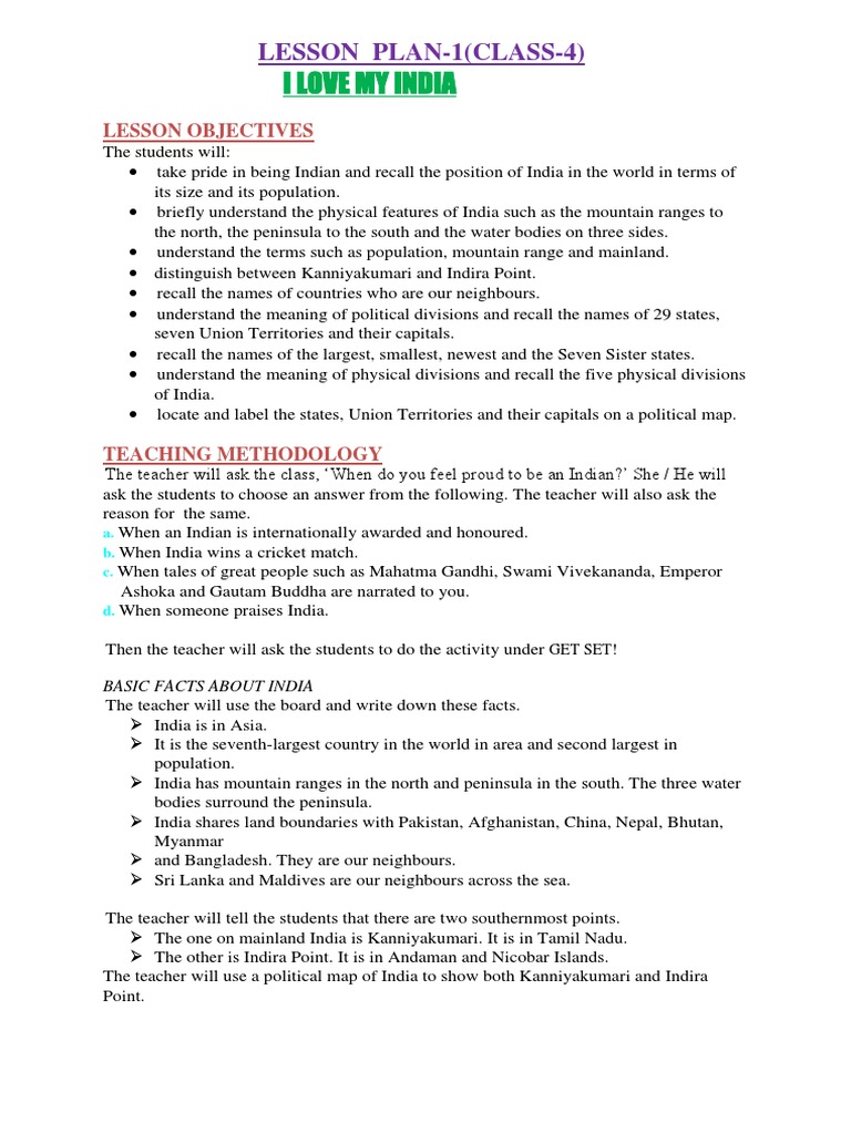 India Geography Lesson Plan | PDF | South Asia