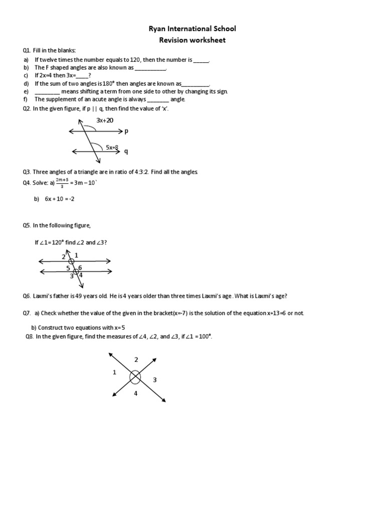 Ryan International School Revision Worksheet | PDF