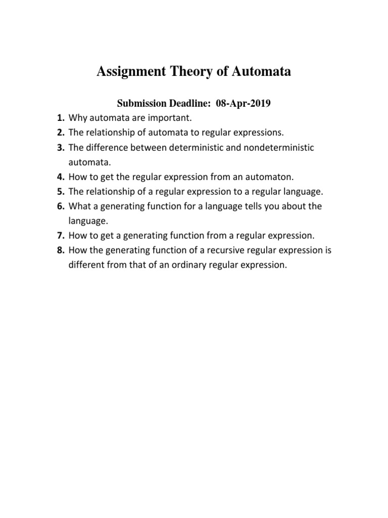 Automata Theory Assignment Guide | PDF
