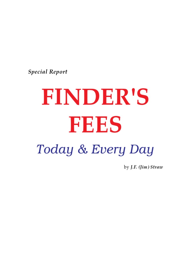 Finders Fees Today and Everyday - J.F. (Jim) Straw PDF | PDF | Sales ...
