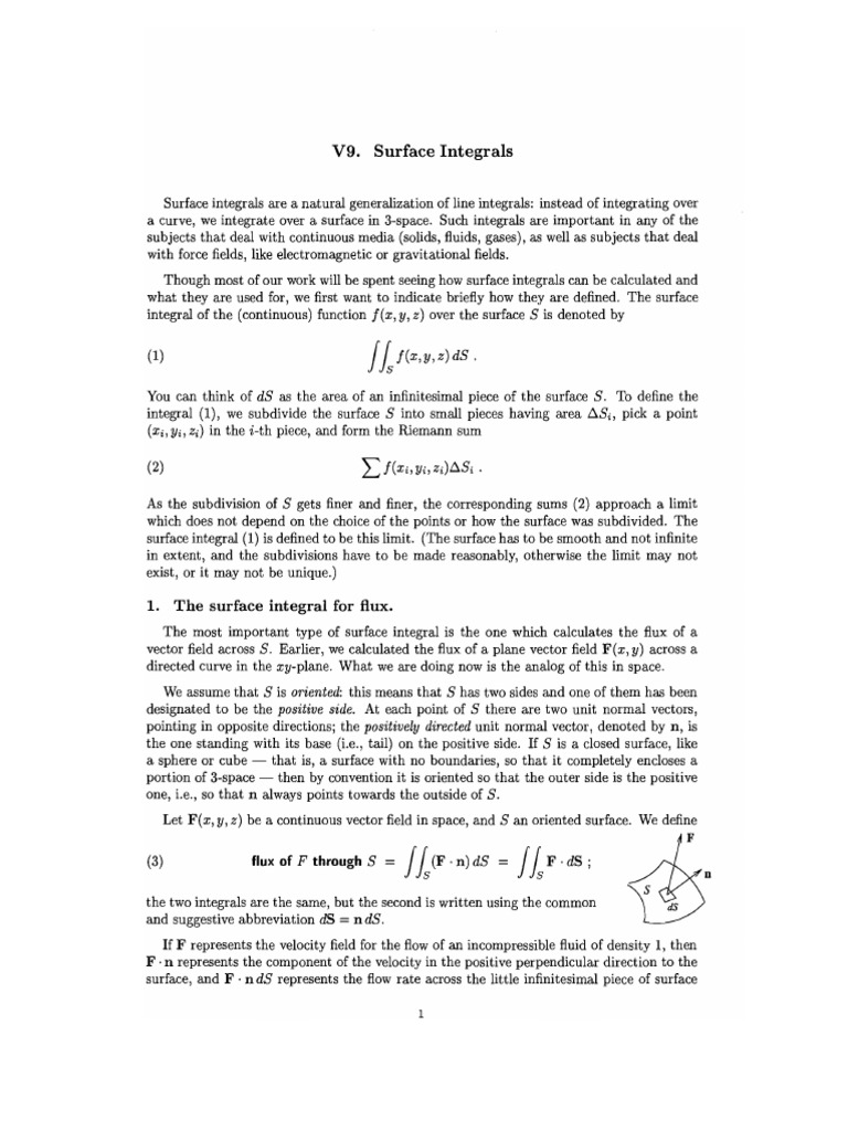 V9. Surface Integrals: 1. The Surface Integral For Flux | PDF | Sphere ...
