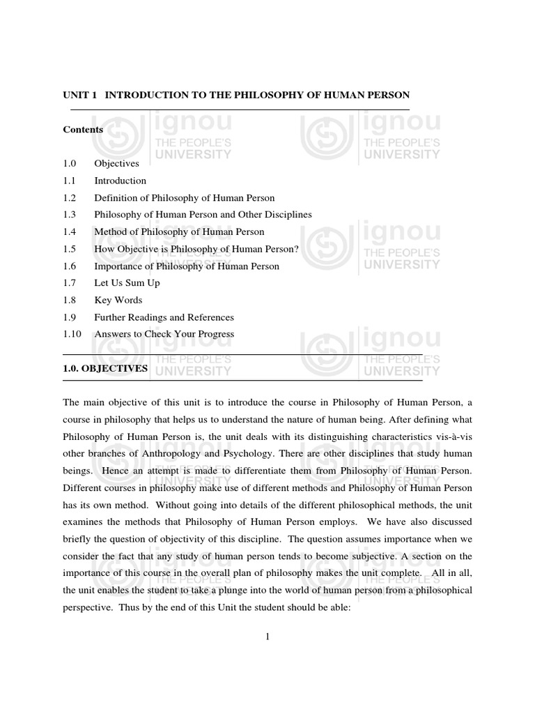 Unit 1 Introduction To The Philosophy of Human Person | PDF ...