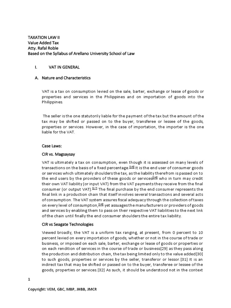 VAT Discussion | PDF | Value Added Tax | Lease