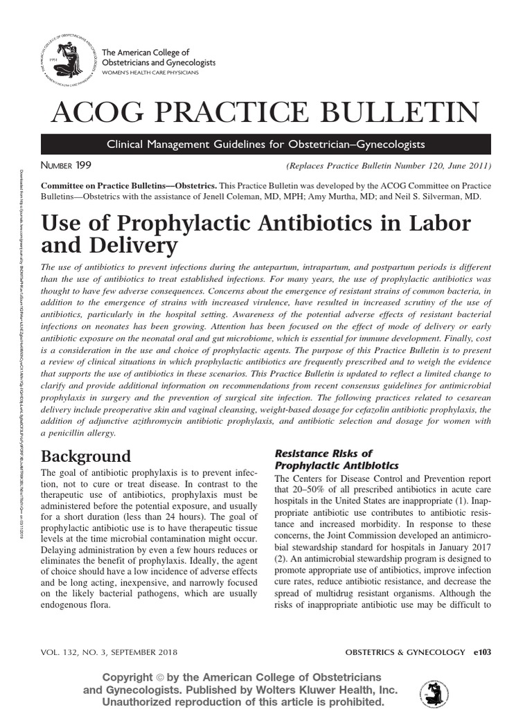 ACOG Practice Bulletin No 199 Use Of.67 | Download Free PDF | Preterm ...