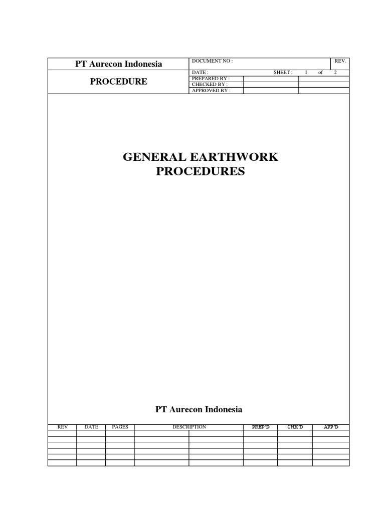 General Earthwork Procedures Guide | PDF | Specification (Technical ...