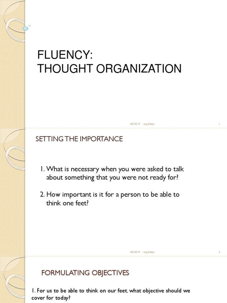 Fluency: Thought Organization: 4/6/2019 1 Ecg/adept | PDF | Question