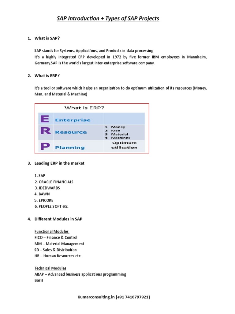 SAP Overview and Project Types Guide | PDF | Career & Growth