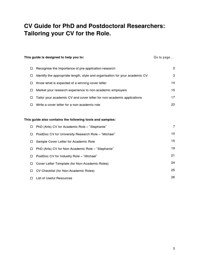 CV Guide for Postdoc Applications | PDF | Résumé | Postgraduate Education
