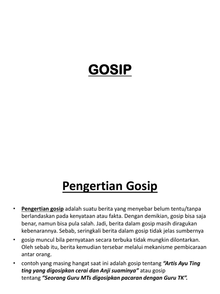 Arti dan Pengertian Gosip dalam Sosial | PDF