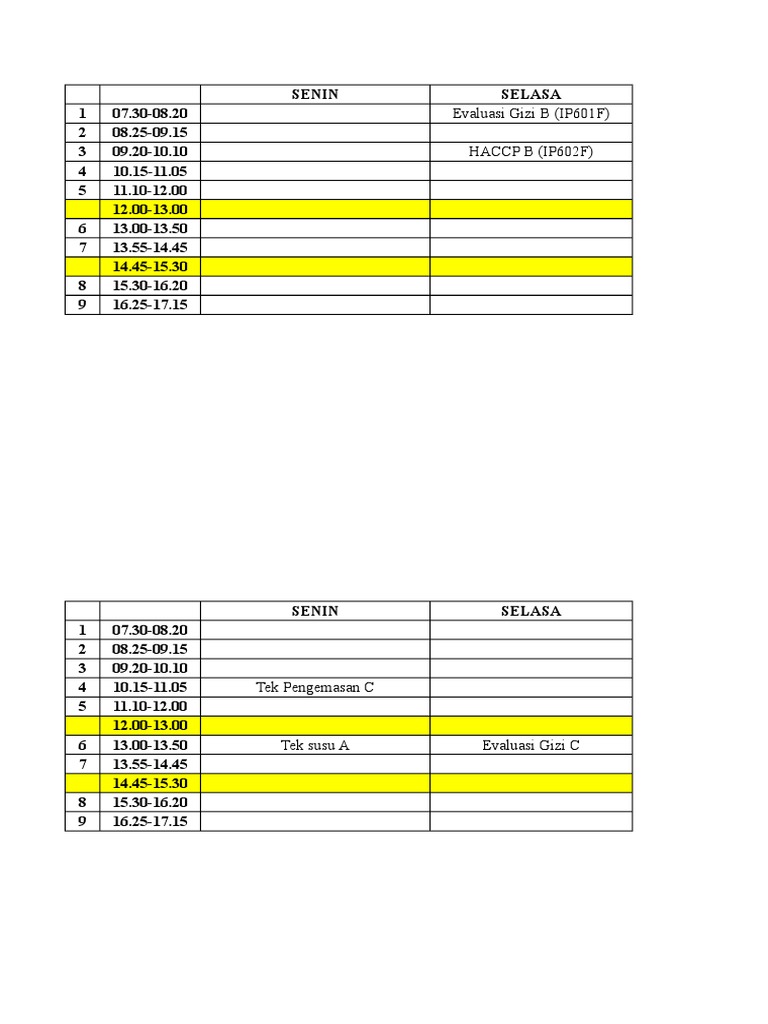 Daftar Calon Matkul | PDF