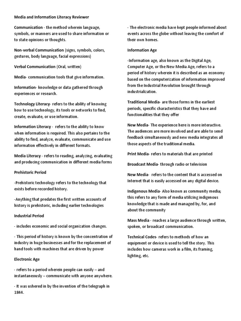 Media and Information Literacy Reviewer | PDF | New Media | Mass Media