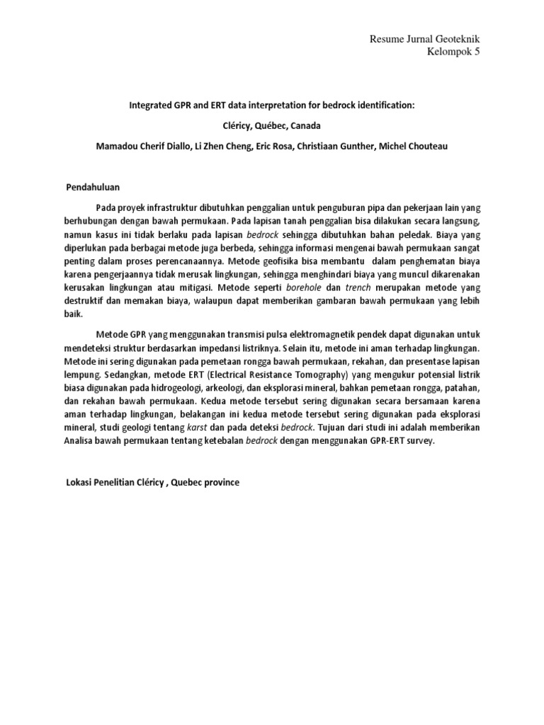 Integrated GPR and ERT Data Interpretation For Bedrock Identification ...