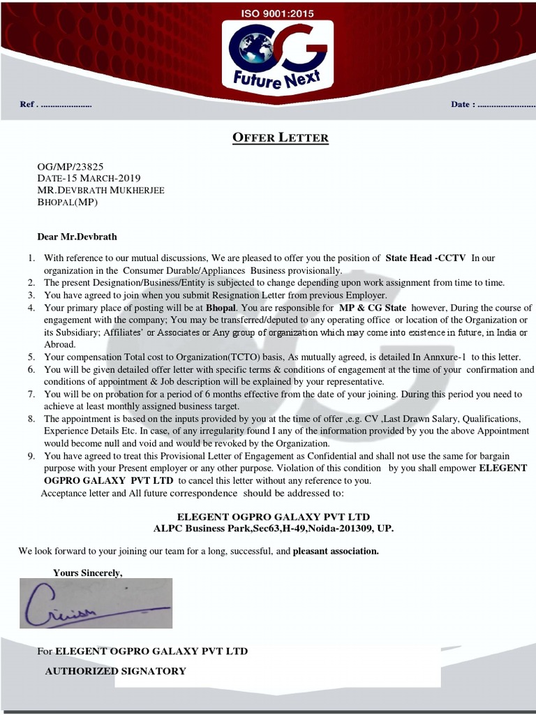 Offer Letter Format PDF | PDF | Employment | Salary