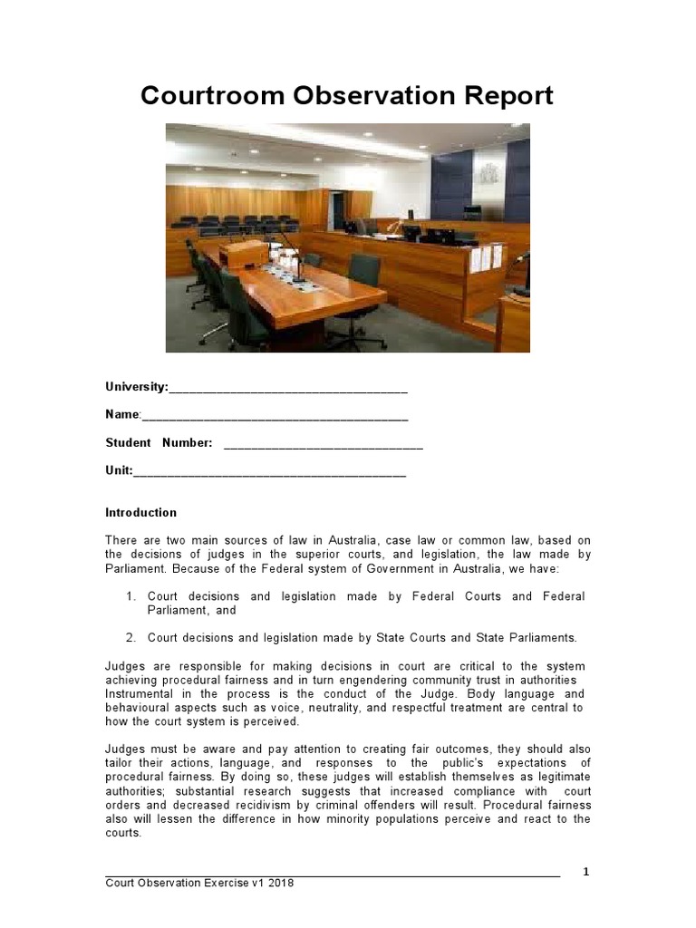 Courtroom Observation Report | PDF | Judge | Equity (Law)
