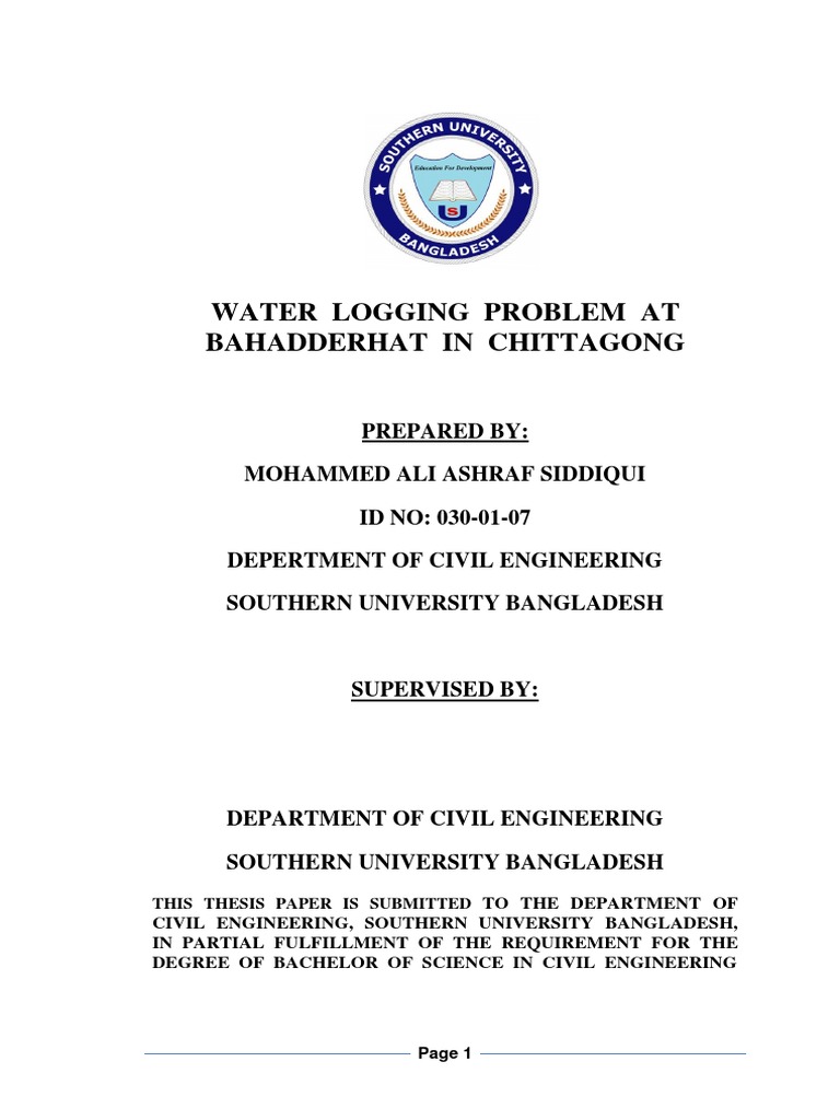 Water Logging Thesis | PDF | Drainage | Surface Runoff
