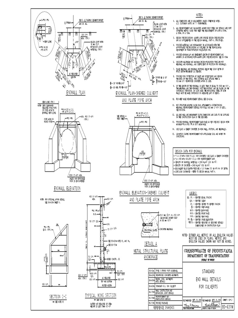 Typical Wing Section: Endwall Plan-Skewed Culvert Endwall Plan | PDF ...