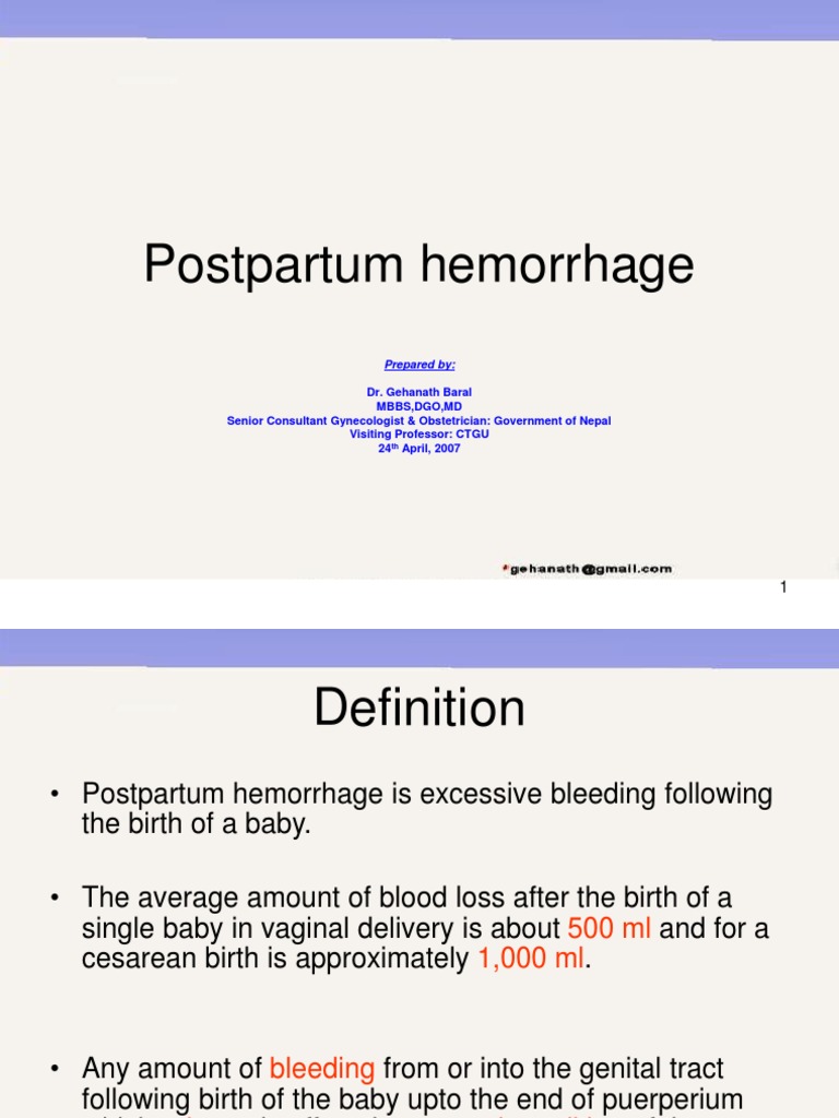 Lecture-33 Postpartum Hemorrhage | PDF | Childbirth | Uterus