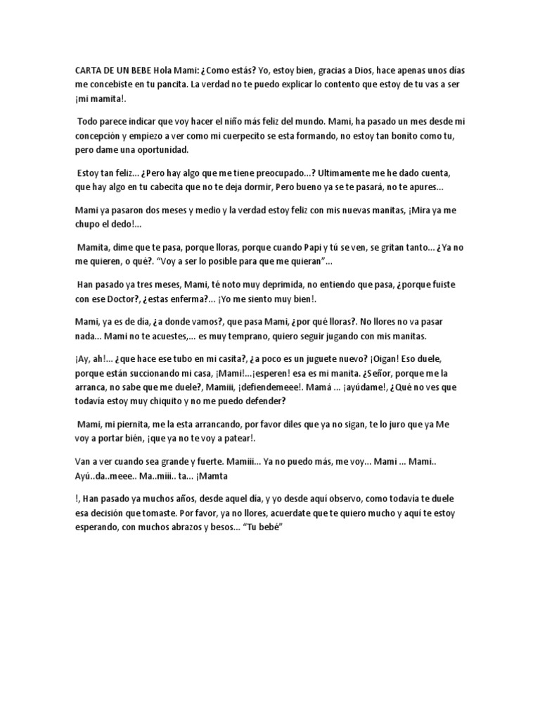 Carta de Un Bebe Hola Mami | PDF