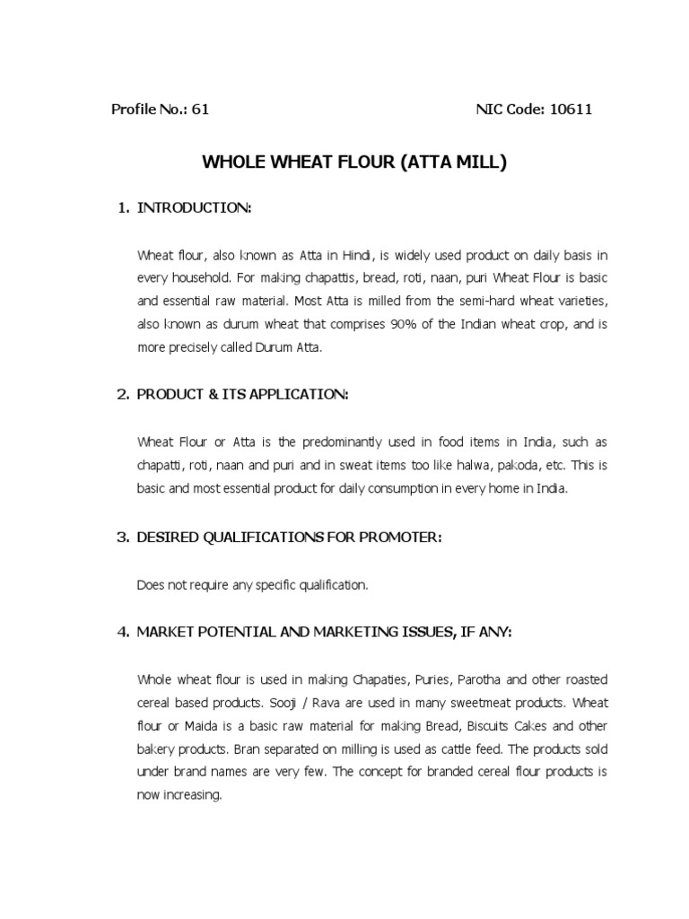 NIC Code for Atta Chakki Manufacturing | PDF | Flour | Cereals