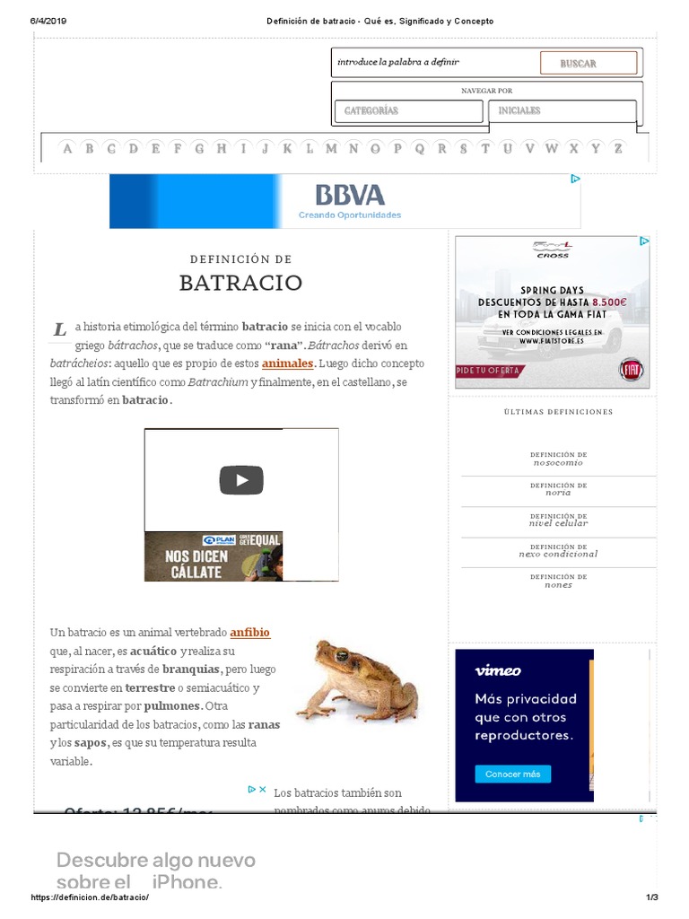 Definición de Batracio - Qué Es, Significado y Concepto | PDF | Rana ...