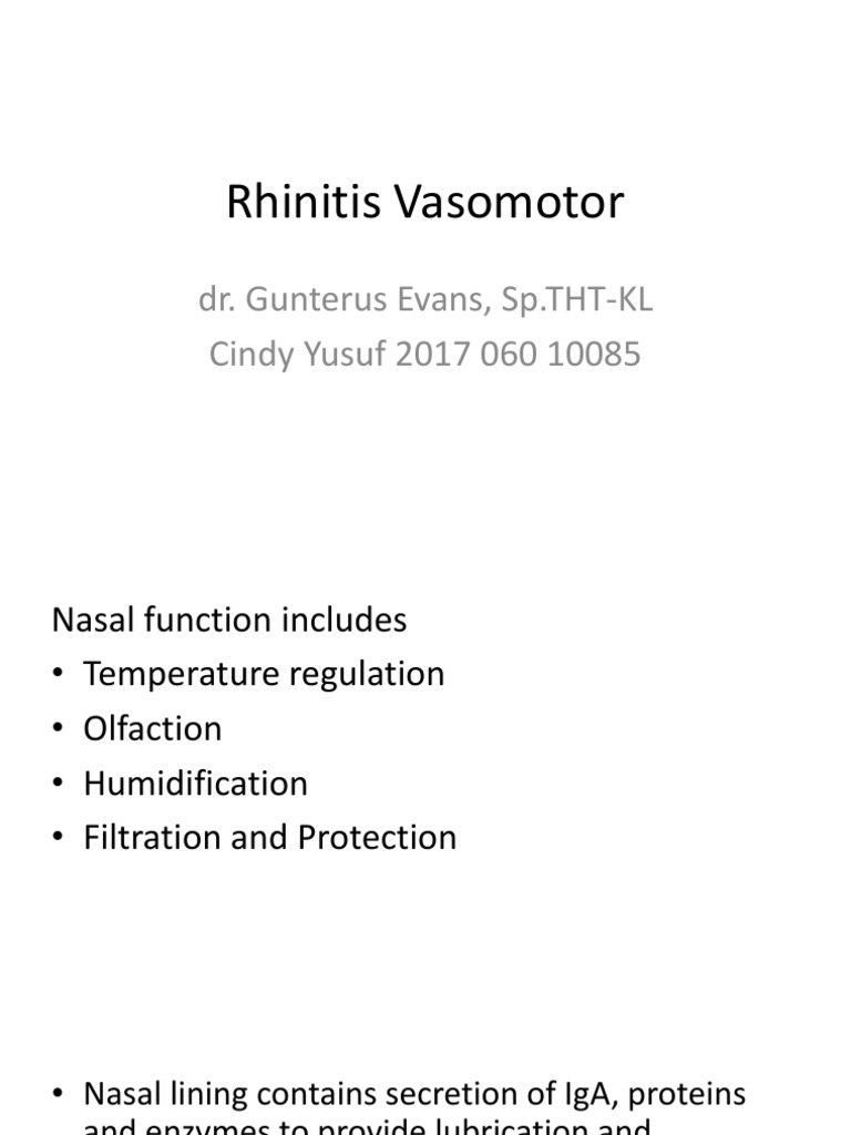 Rhinitis Vasomotor | PDF | Medical Specialties | Clinical Medicine