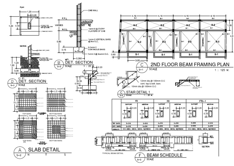 Beam Framing and Reinforcement Details for a Second Floor Plan | PDF ...