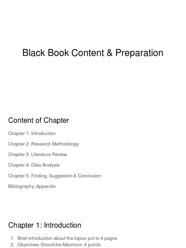 Black Book Project Guidelines and Content | PDF