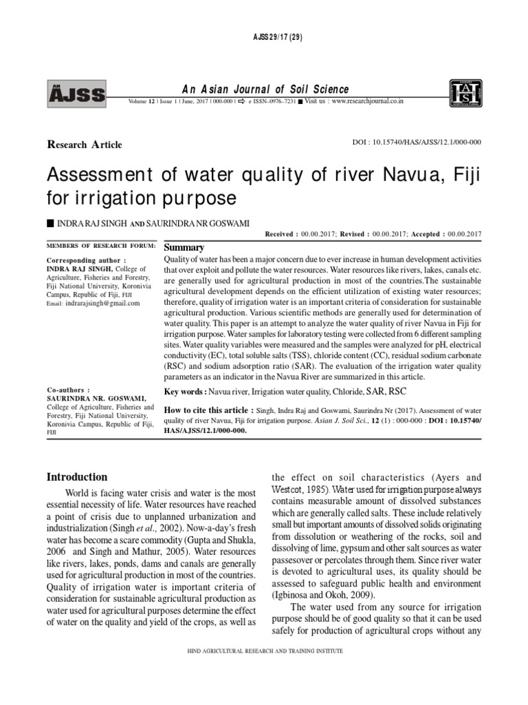 Water Quality Assessment of Navua River | PDF | Water Quality | Salinity