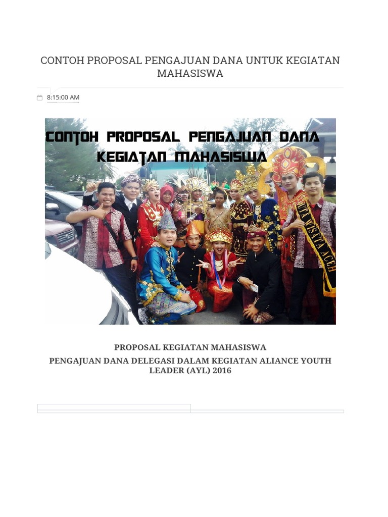 CONTOH PROPOSAL PENGAJUAN DANA UNTUK KEGIATAN MAHASISWA Zikrullah 21 | PDF