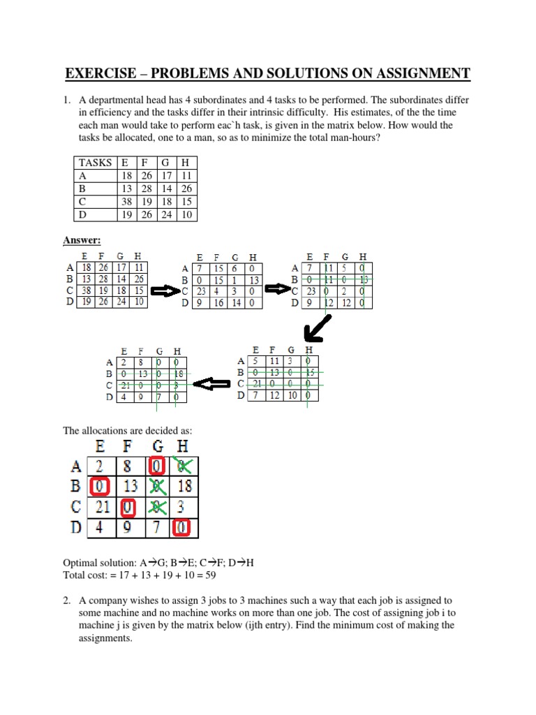 Assignment Problems Exercise Pdf Mathematical Optimization Algorithms And Data Structures