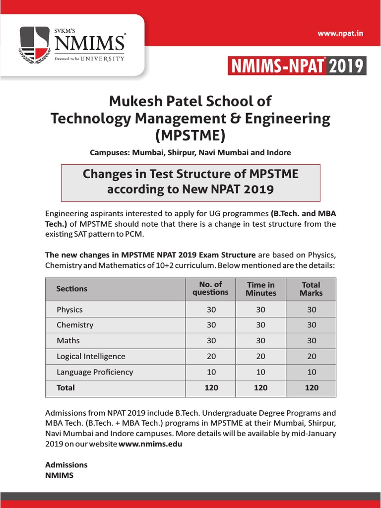 Mukesh Patel School of Technology Management & Engineering (Mpstme) | PDF