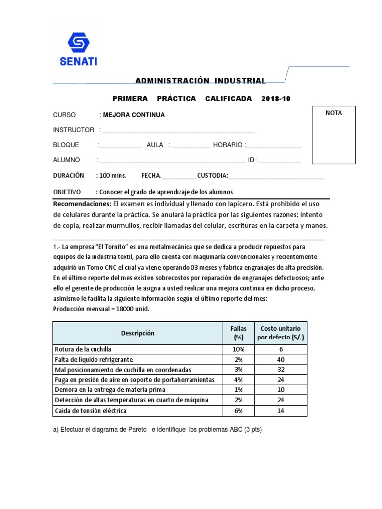 Primera Practica Calificada de Mejora Continua | PDF | Naturaleza