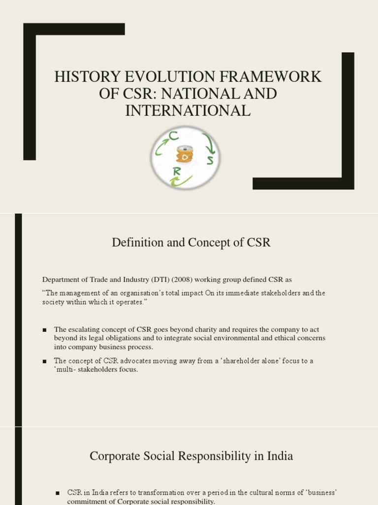 CSR Frameworks - National & International | PDF | Corporate Social ...
