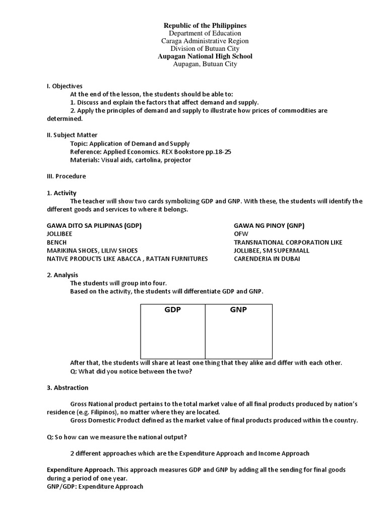 Economics Lesson for Students | PDF | Measures Of National Income And ...
