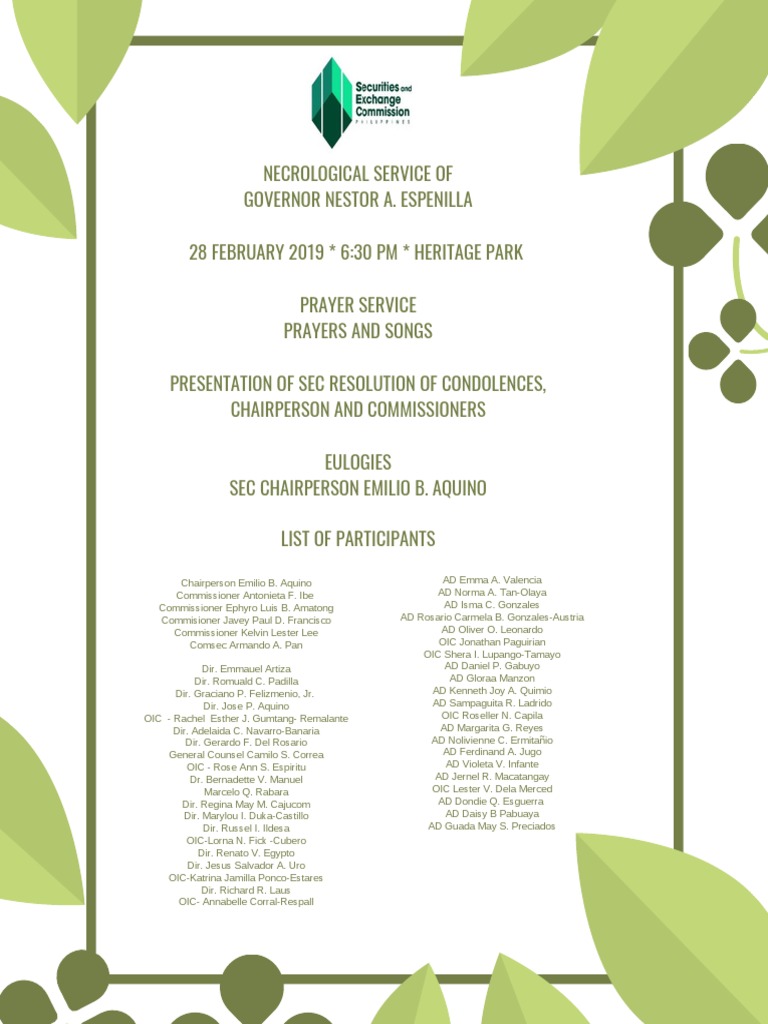 FInal Program Necrological Service | PDF