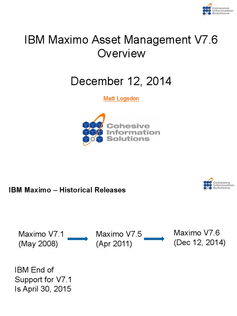 Cohesive Webinar Maximo 7.6 Overview Dec 12 2014 | PDF | Icon ...